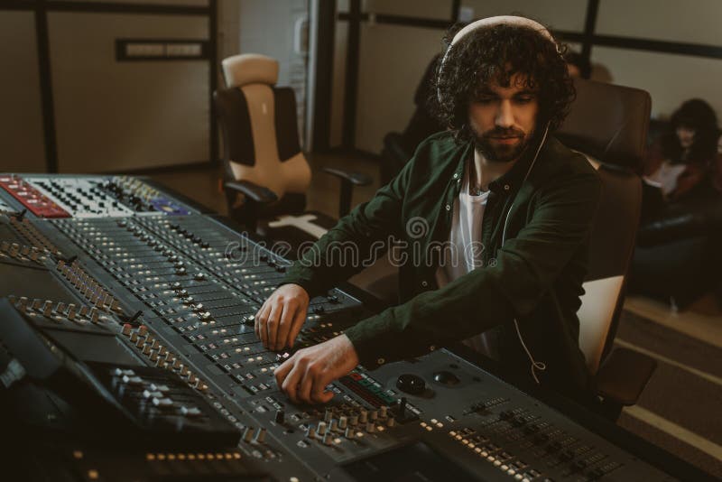 Focused Young Sound Producer Working Stock Photo - Image of equalizer ...