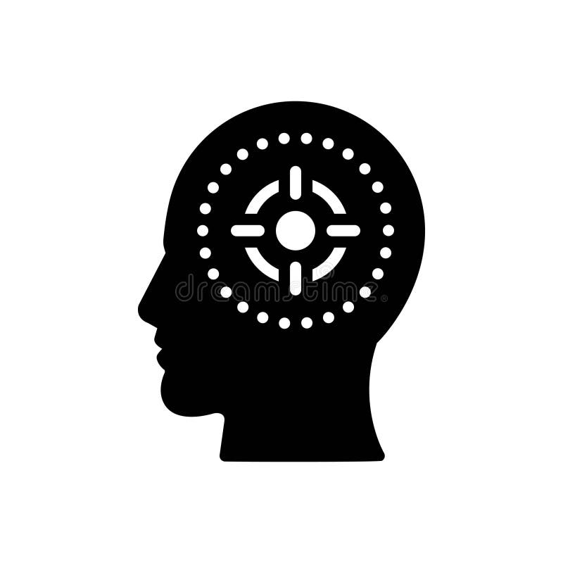 Black Solid Icon for Focuses, Focal Point and Huma Stock Illustration ...