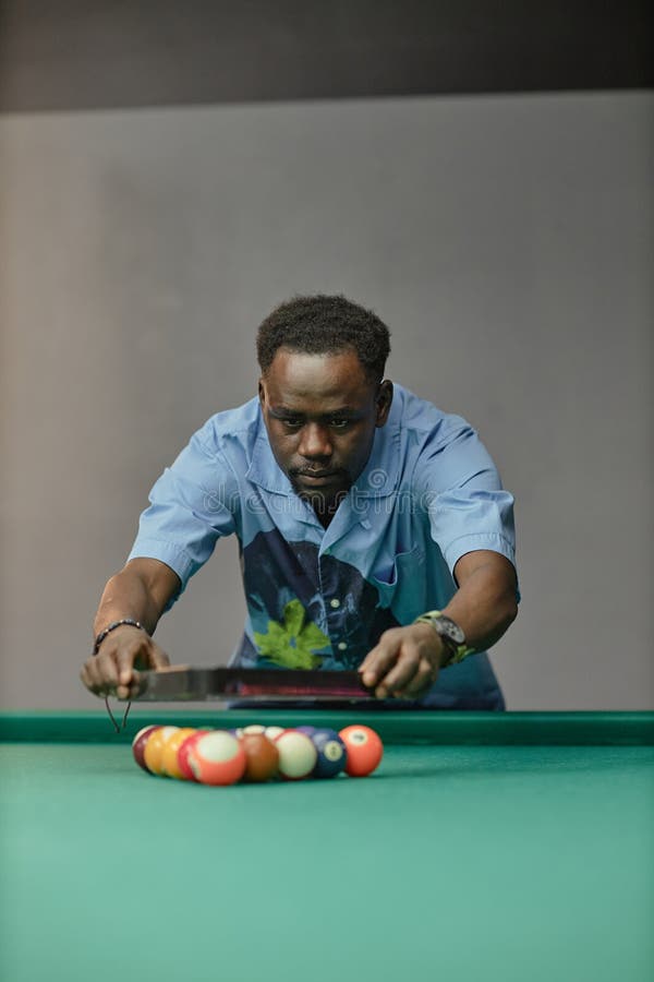 Focusing on Aligning Pool Balls for Precise Shot Stock Image - Image of ...