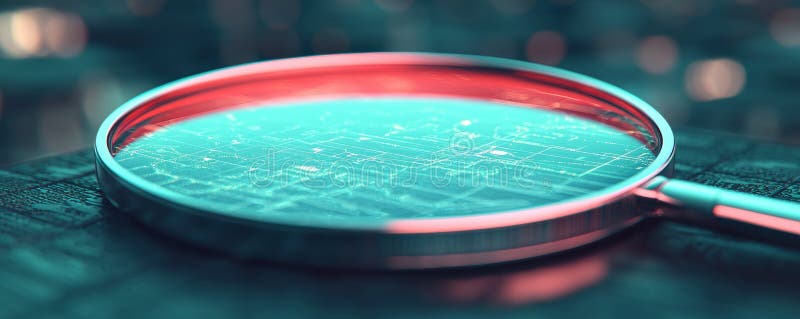 Focusing on Data Layers with Glass Magnifier Stock Illustration ...