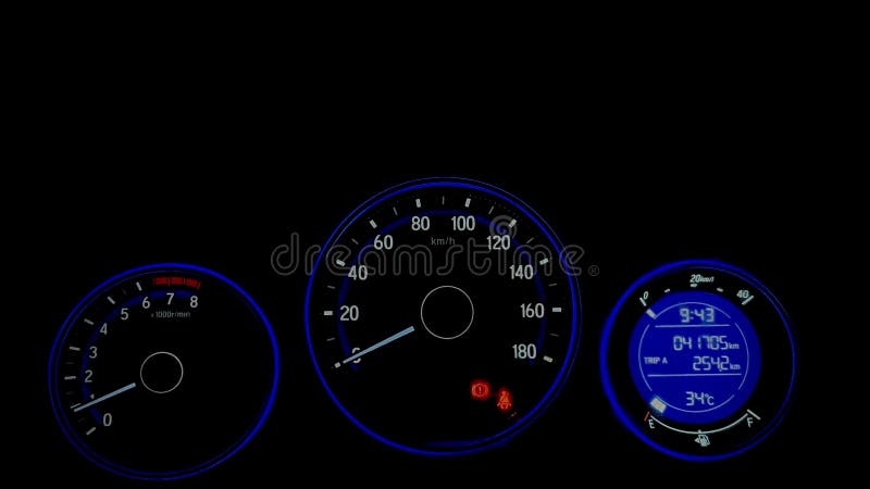 Focusing on the Led Display of the Speedometer Inside the Vehicle Stock ...