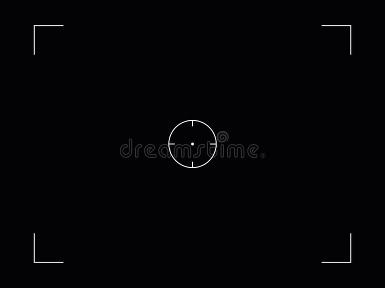 Focusing Screen with Circle Target of the Camera Viewfinder. Black ...