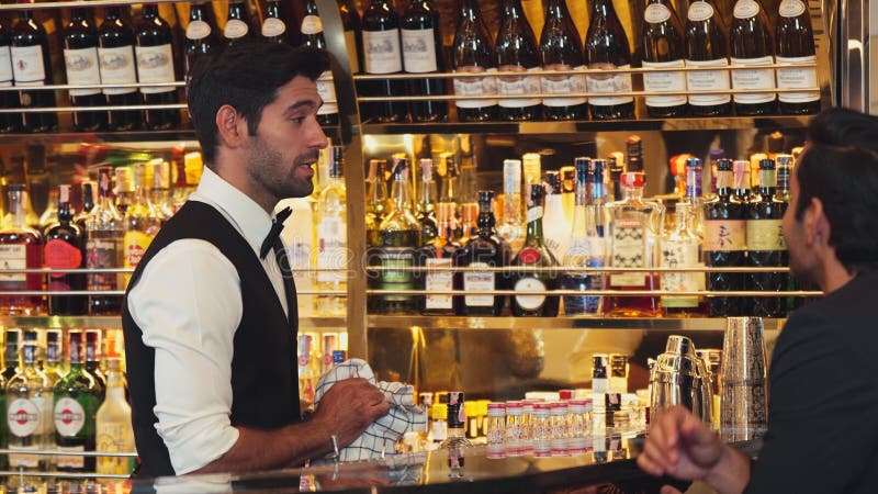 Focusing Smart Bartender Preparing Drinks while Talking Customer ...