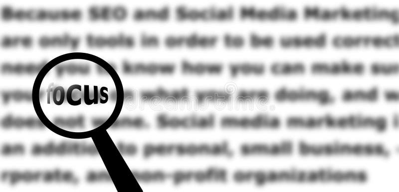 Focusing on Text Using a Magnifying Glass Stock Illustration ...