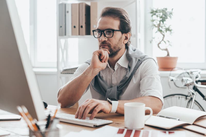 Focusing on work. stock image. Image of internet, coffee - 82404089