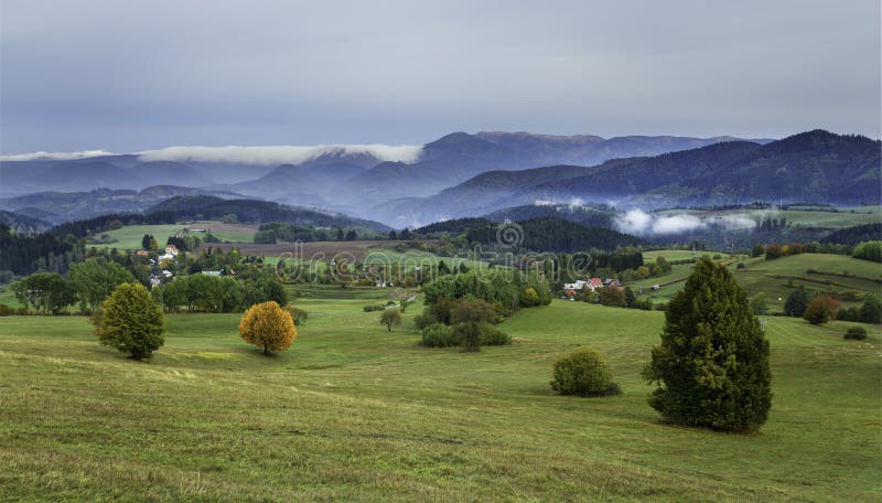 Fog and Colored Trees - Autumn in Slovakia Stock Image - Image of ...
