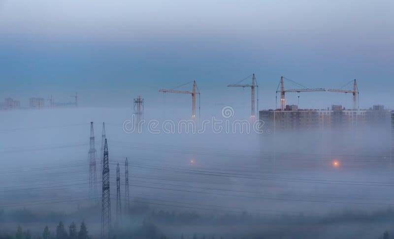 Fog at the Construction Site Stock Photo - Image of building, beautiful ...