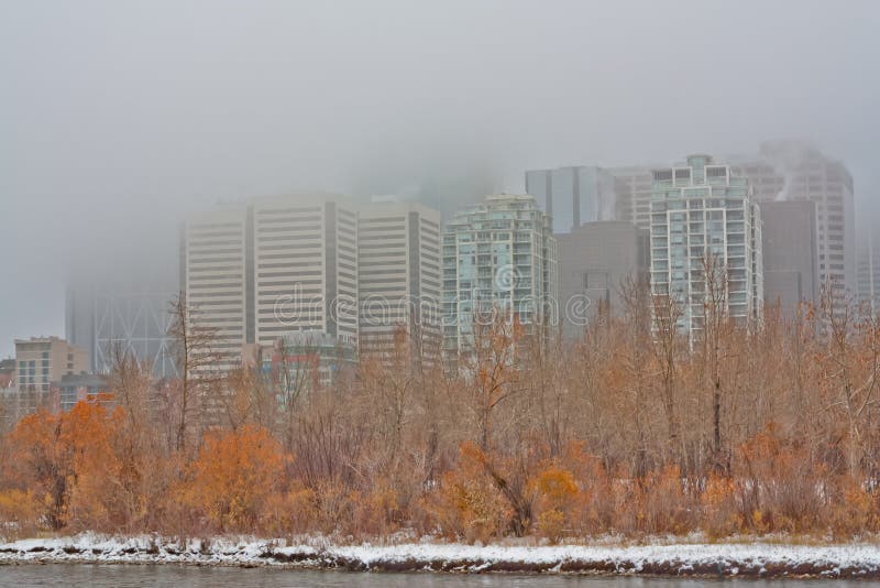 Fog Covered Cityscape of Calgary Stock Image - Image of frozen, scenic ...