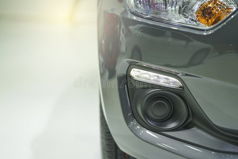 Fog Daytime Running Lights in the Compact Car. Stock Image - Image of ...