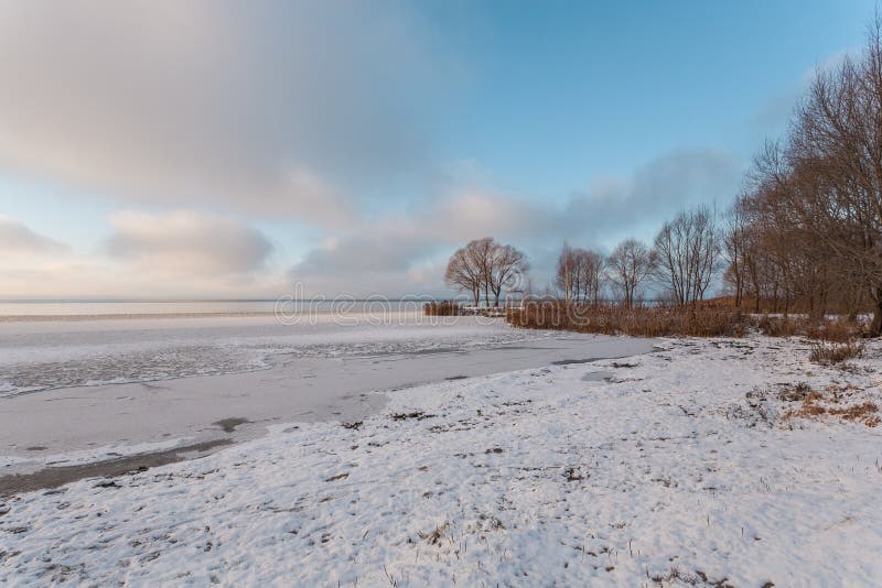 Fog on the distant coast stock photo. Image of snow, fortress - 63304554