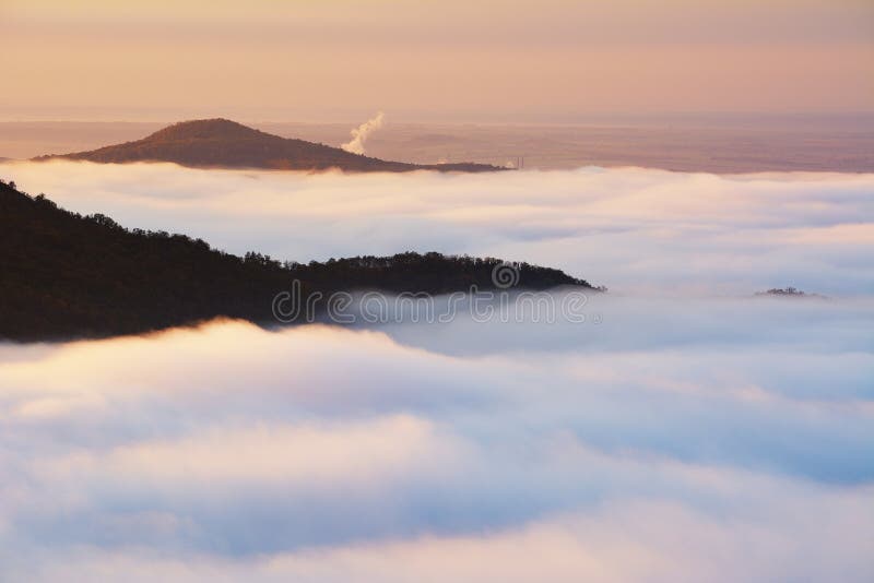 Fog Enveloped Czech Countryside in Early Fall with Hills and Trees ...