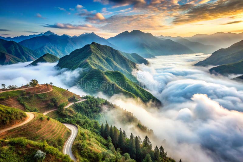 "Highest Viewpoint of Mountain Range with Fog in Tram Ton Pass, Sapa ...
