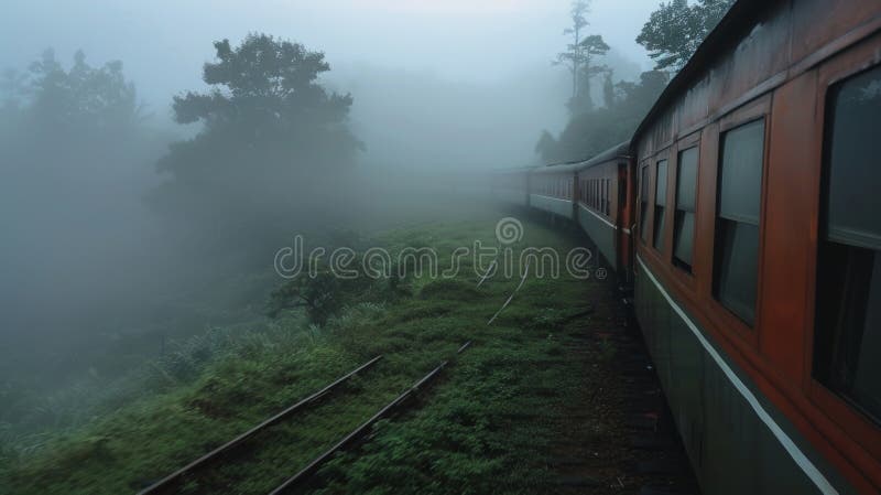 Fog Envelops the Train Adding an Ethereal Touch To the Journey Along ...