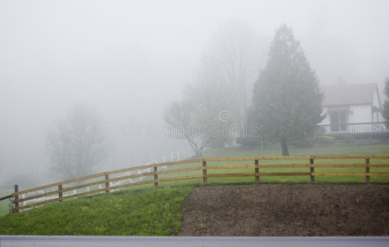 Fog stock image. Image of ranch, fence, wire, green - 182872803