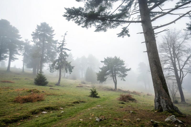 Fog in the Forest, Uludag, Turkey Stock Illustration - Illustration of ...