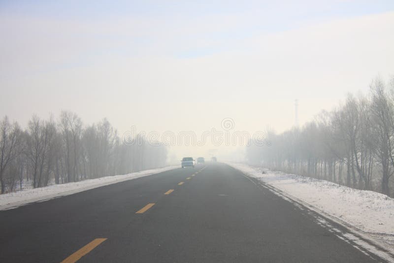 The fog of the highway stock photo. Image of atmospheric - 37013180