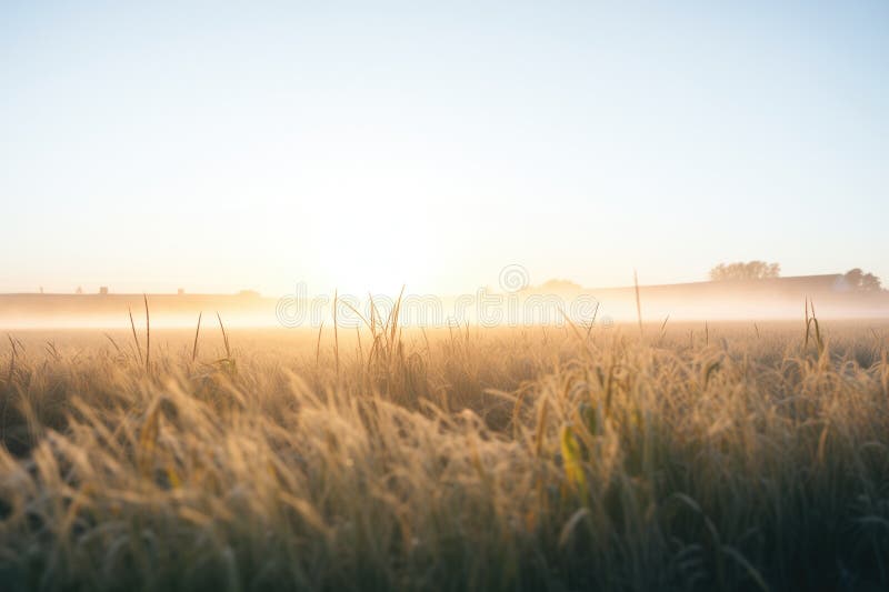 Fog Hovering Over a Field of Wheat Stock Image - Image of farmland ...