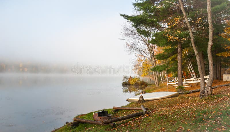 Autumn fog on the lake. stock image. Image of colorful - 48203171