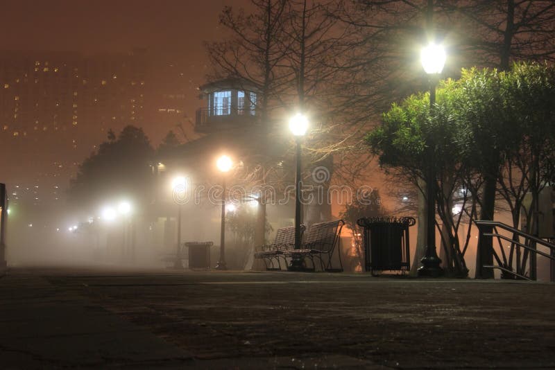 Foggy Night on Jackson Square Stock Image - Image of quarter, orleans ...
