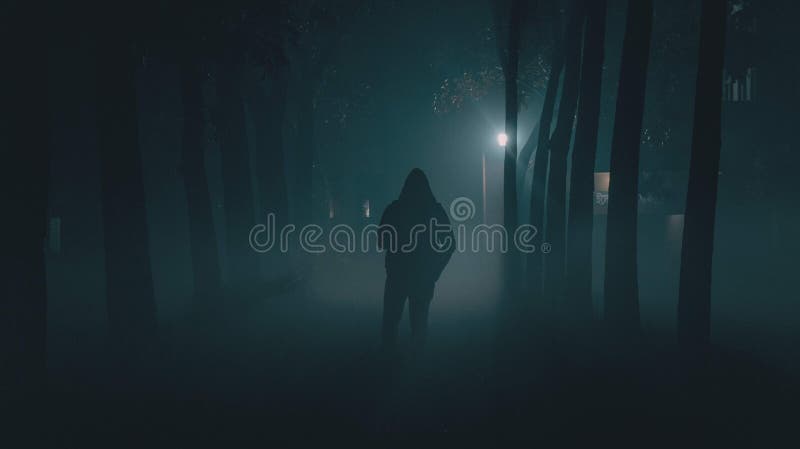 The Fog Light in the Middle of the Tree . Forrest and Man Stock Image ...