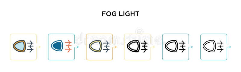 Fog Light Vector Icon in 6 Different Modern Styles. Black, Two Colored ...