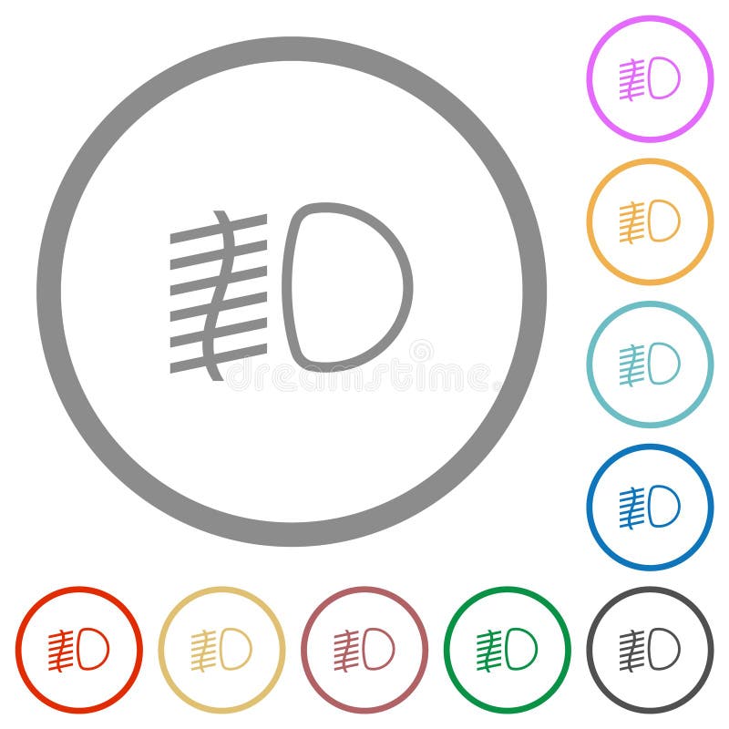 Fog Lights Flat Icons with Outlines Stock Vector - Illustration of ...