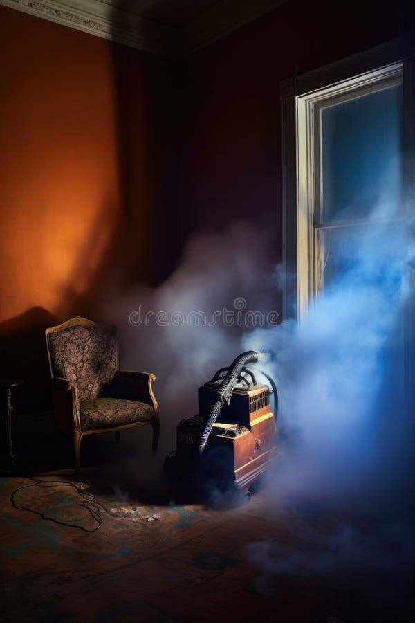Fog Machine Smoke Filling a Dimly Lit Room Stock Illustration ...