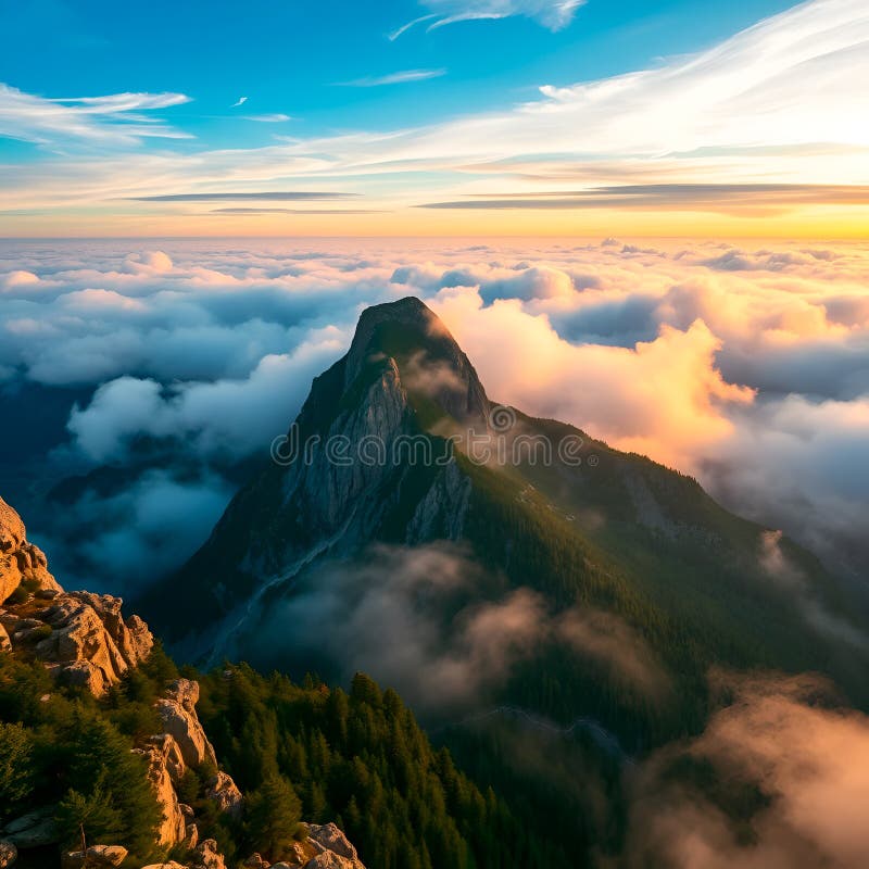 Fog in the Mountains.Top View of the Mountains in the Fog Stock Photo ...