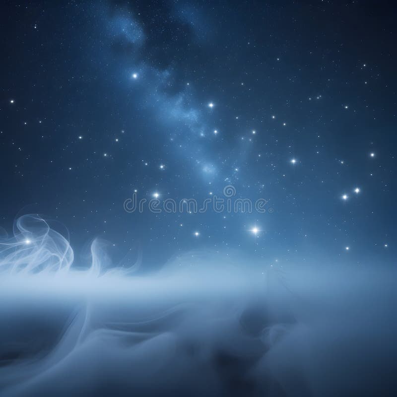 Fog Obscuring a Village Path with Guiding Stars, Stock Illustration ...