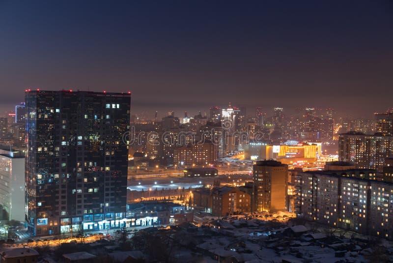 Fog over the city. editorial photo. Image of novosibirsk - 95794601