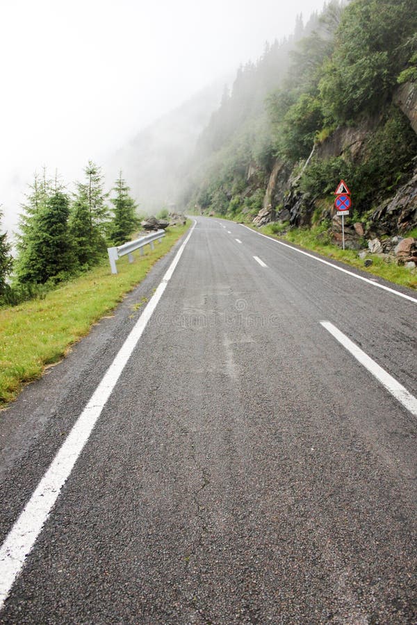 Fog Over Highway To Mountains. Transfagarasan Road Stock Photo - Image ...