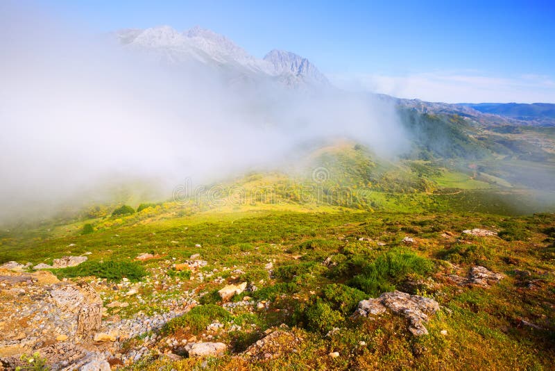 Fog over mountains stock photo. Image of smoke, sunlight - 61274848
