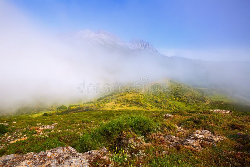 Fog Over Mountains in Summer Stock Photo - Image of cloudscape ...
