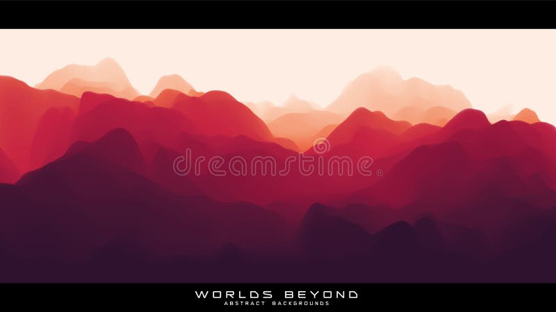 Fog Over Mountains. Vector Landscape Panorama. Abstract Red Gradient ...