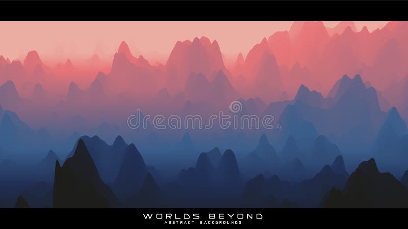Fog Over Mountains. Vector Landscape Panorama. Abstract Violet Gradient ...