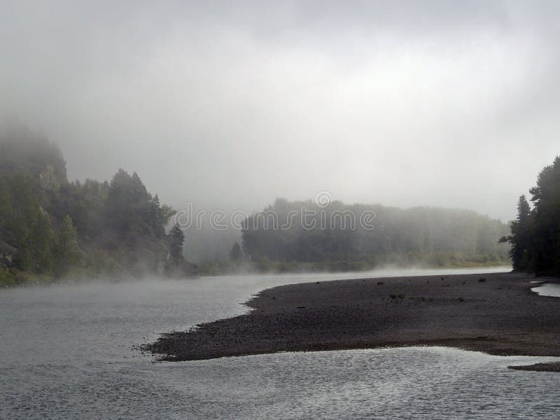 Fog Over the River stock image. Image of stream, leaves - 1285975