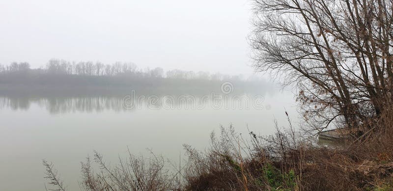 Fog Over the River in the Morning. Panorama Stock Photo - Image of ...