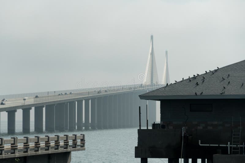 Fog Over Sunshine Skyway Bridge on a December Morning Fog - 1 Stock ...