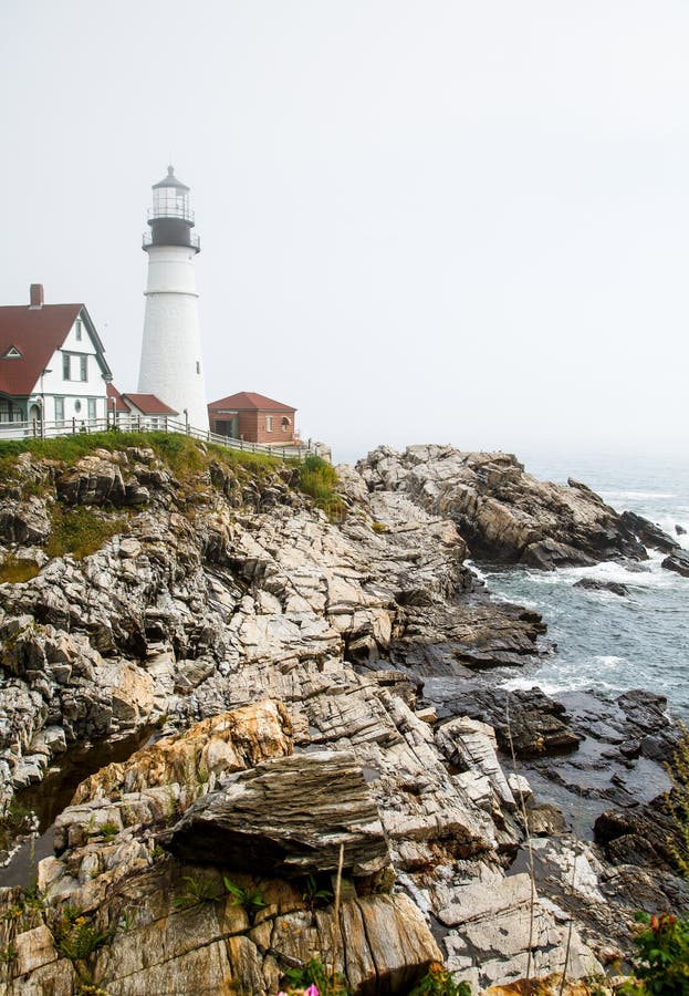 Fog at Portland Head stock image. Image of beach, rocky - 41678443