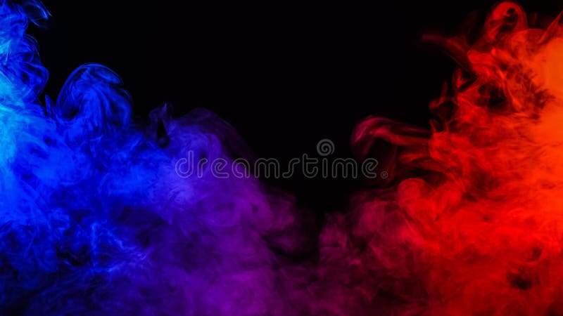 Fog in Red Blue Neon Light on Black Background. Stock Image - Image of ...