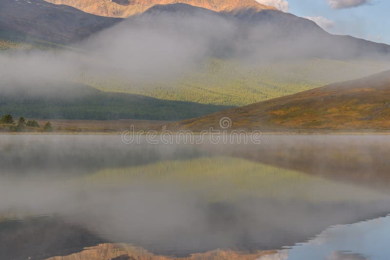 Fog Reflection Mountains Cloud Lake Stock Image - Image of peak, grass ...
