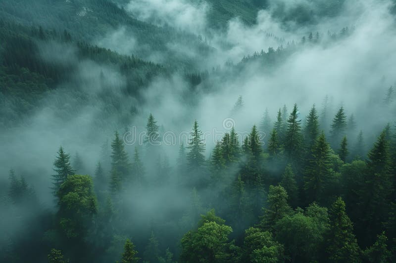 Fog Rising Over Trees in the Forest, High Quality, High Resolution ...