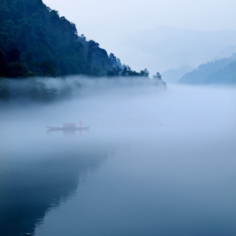 Fishing-boat in fairyland stock image. Image of dawn - 32246147