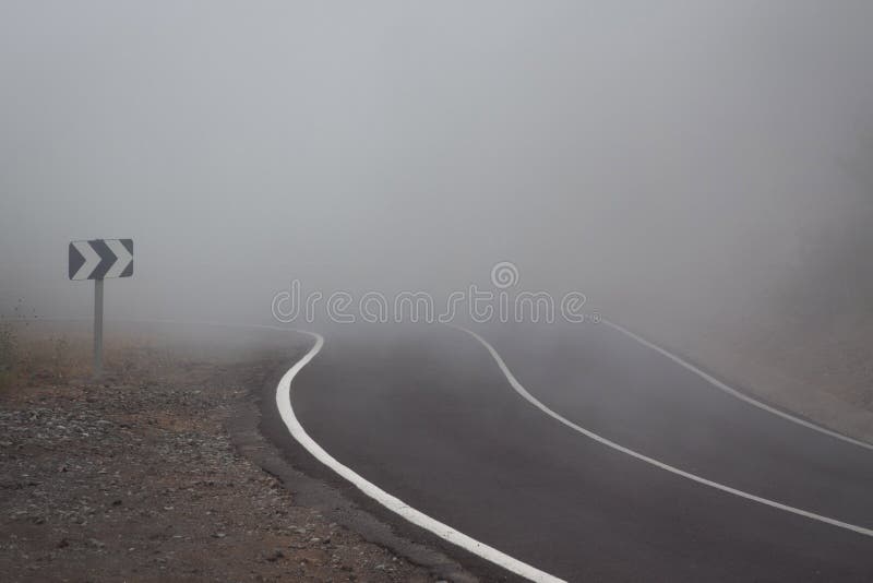Fog on the road stock photo. Image of visibility, mist - 15183802