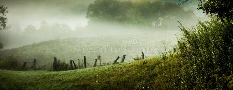 Fog Rolling through Blue Ridge Parkway Farm Lands Stock Photo - Image ...