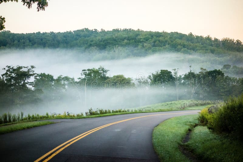 Fog Rolling through Blue Ridge Parkway Farm Lands Stock Photo - Image ...