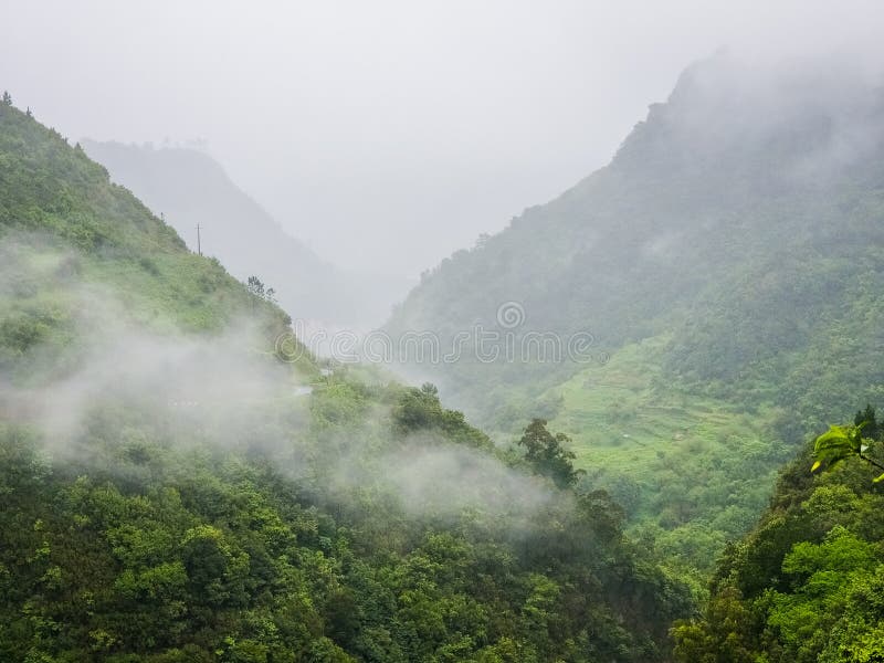Fog Rolling Off the Mountains Stock Photo - Image of landscape, misty ...