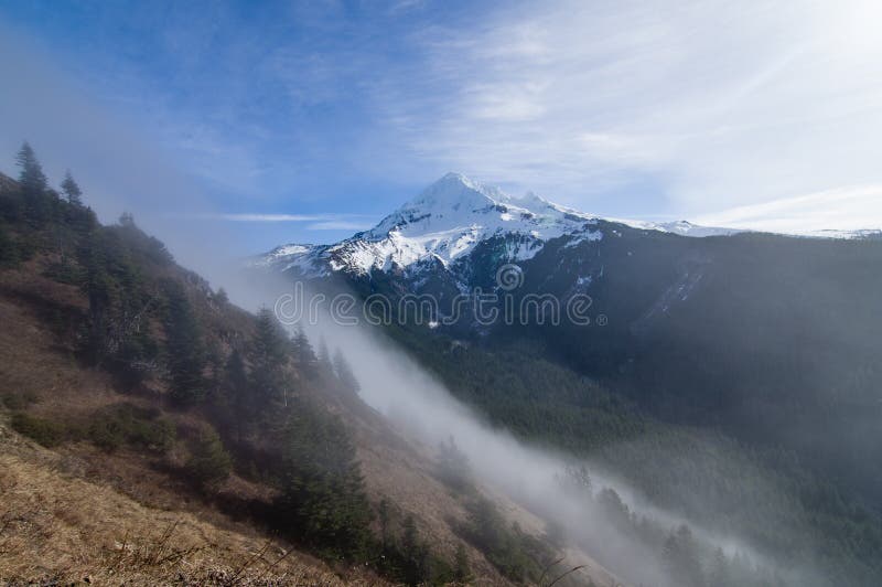 Fog Rolling Over the Pass Near Mt Hood Stock Photo - Image of mountain ...