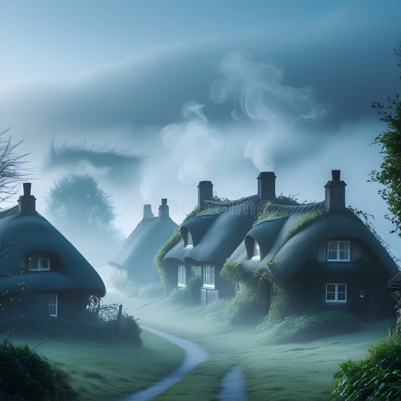 Fog Rolling Over a Village, Symbolizing Life S Cycles, Stock ...