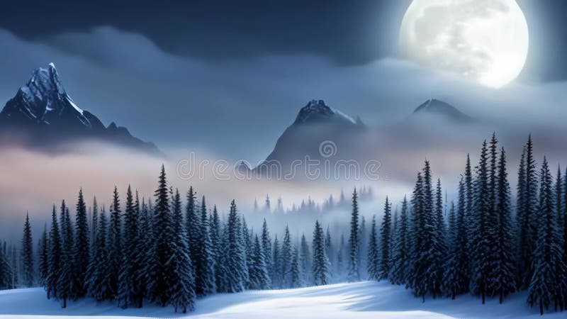 Fog Rolling Slowly Across Landscape with Full Moon Stock Footage ...